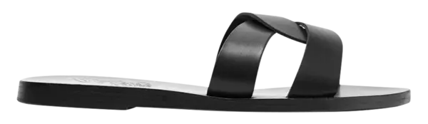 ANCIENT GREEK SANDALS Desmos Cutout Leather Slides - Black