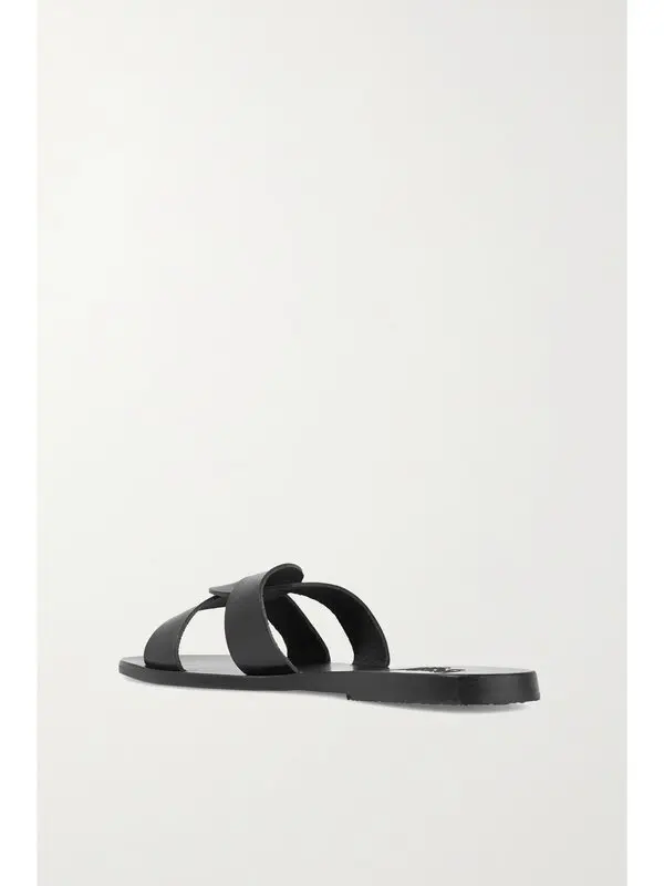 ANCIENT GREEK SANDALS Desmos Cutout Leather Slides - Black
