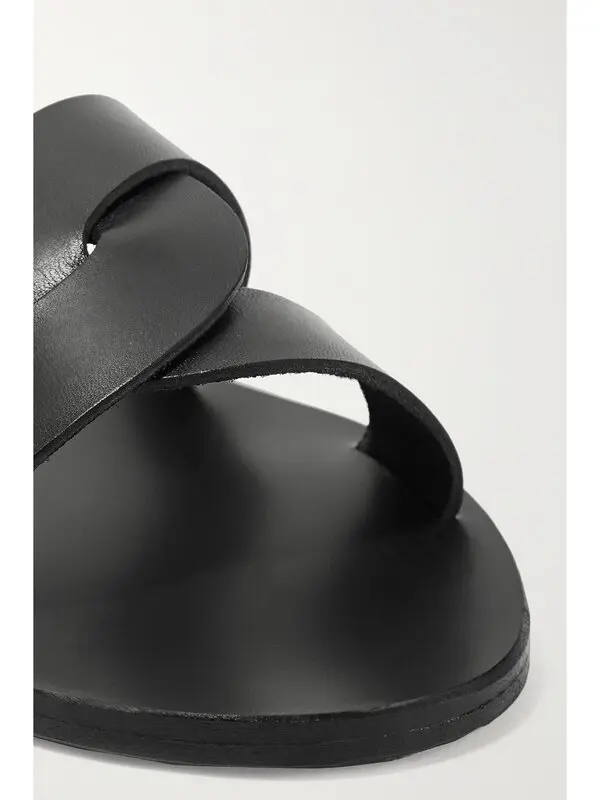 ANCIENT GREEK SANDALS Desmos Cutout Leather Slides - Black