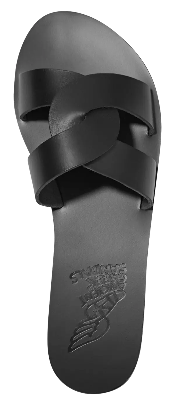 ANCIENT GREEK SANDALS Desmos Cutout Leather Slides - Black
