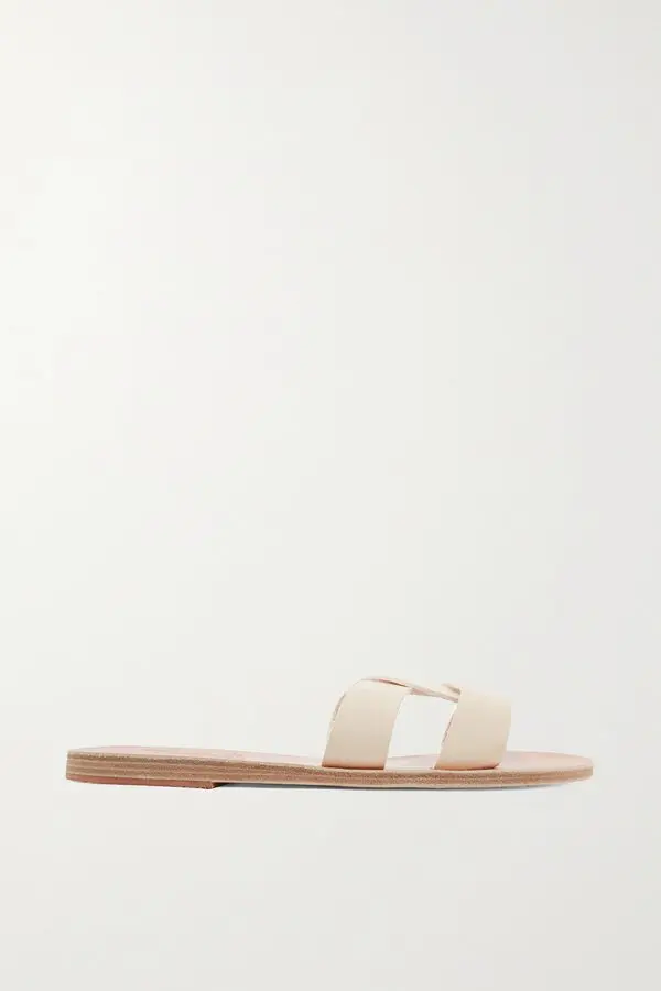 ANCIENT GREEK SANDALS Desmos Cutout Leather Slides - Off-white