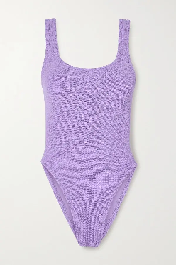 Hunza G Square Neck Crinkle One-piece Swimsuit - Purple