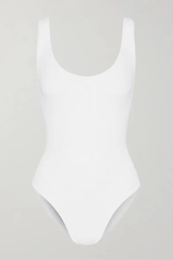 Hunza G Square Neck Crinkle One-piece Swimsuit - White