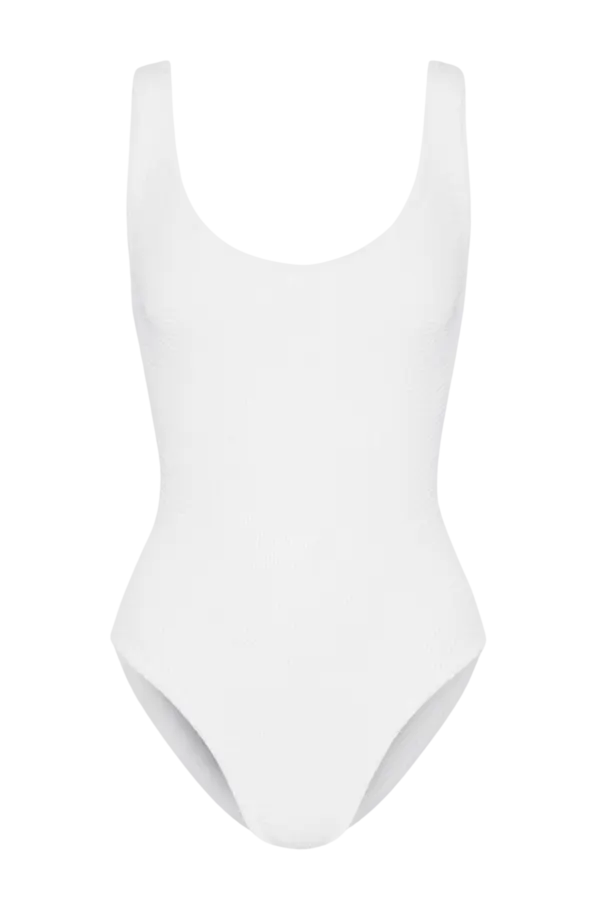 Hunza G Square Neck Crinkle One-piece Swimsuit - White