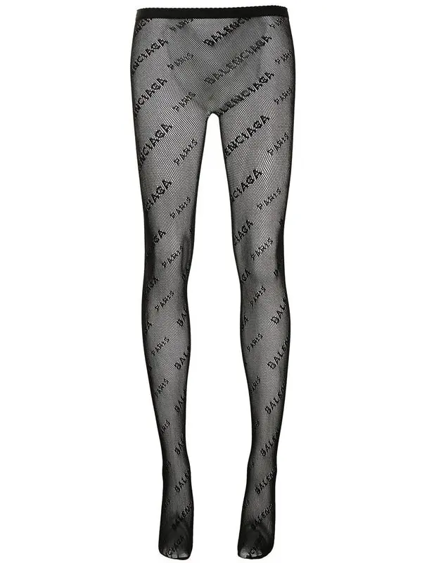 Balenciaga Sheer Logo Fishnet Tights