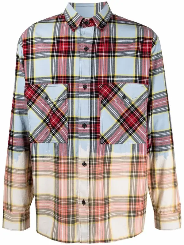 COUNTY OF MILAN Dyed-effect Check Shirt - Red