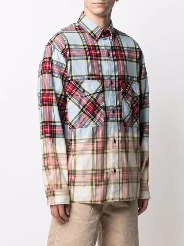 COUNTY OF MILAN Dyed-effect Check Shirt - Red
