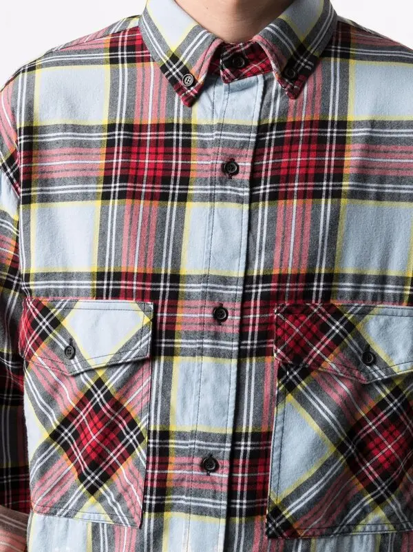COUNTY OF MILAN Dyed-effect Check Shirt - Red
