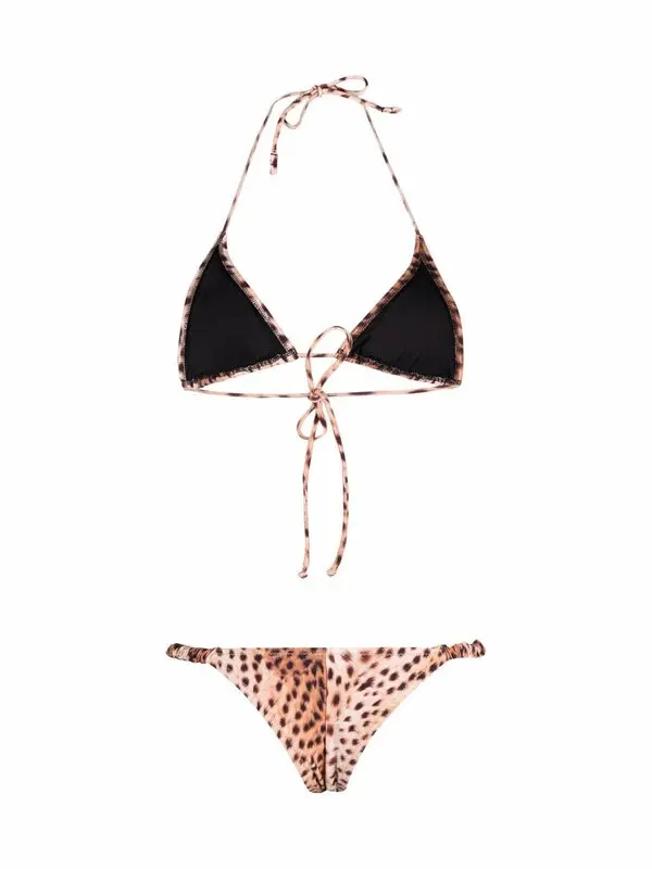REINA OLGA Scrunchie Cheetah Triangle Bikini