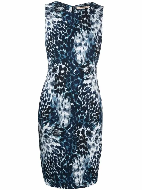 princess polly baby blue dress Roberto Cavalli Leopard-Print Fitted Dress In Blue - 52% Off