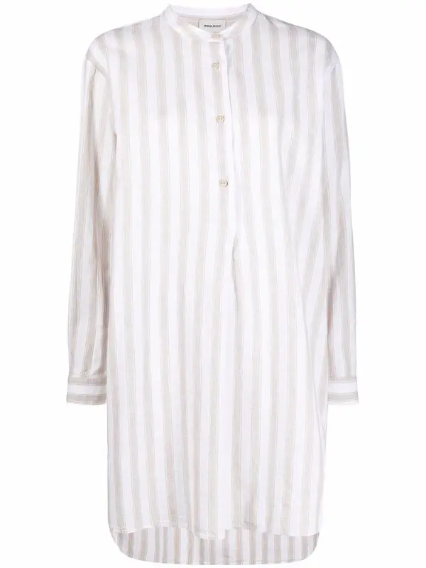Woolrich Striped Cotton-linen Blend Shirt - Neutrals