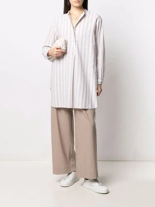 Woolrich Striped Cotton-linen Blend Shirt - Neutrals
