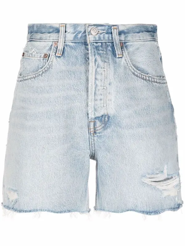 AGOLDE Distressed Denim Shorts - Blue