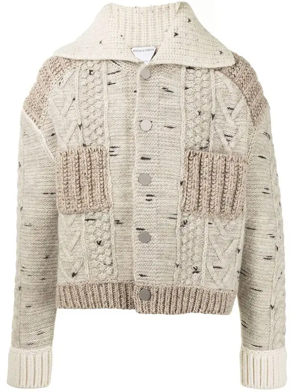 Bottega Veneta Patchwork Shetland Tweed Cardigan