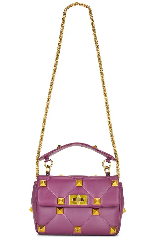 Valentino Garavani Medium Roman Stud Shoulder Bag - Malva