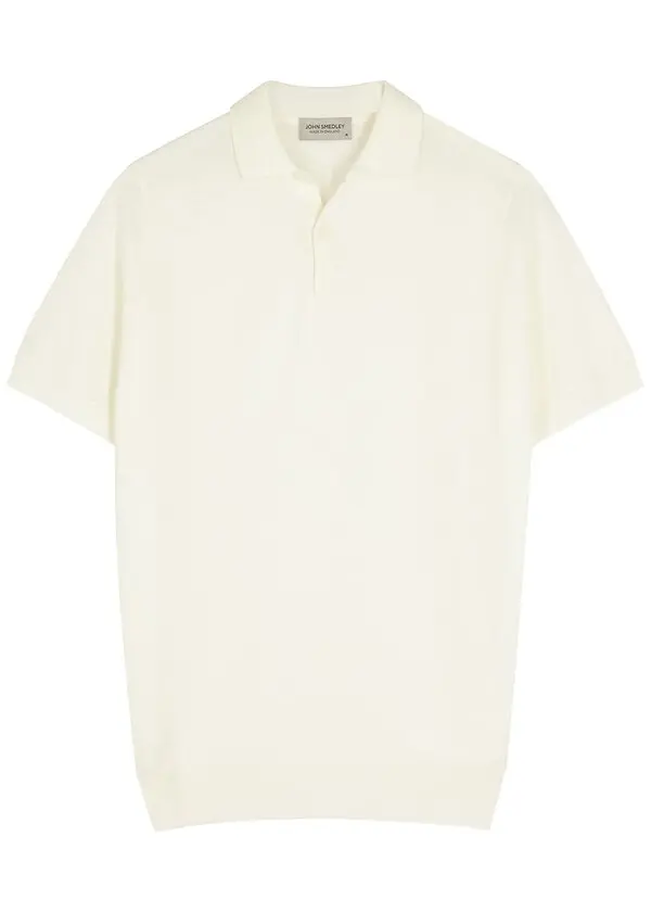 John Smedley Payton Off-white Merino Wool Polo Shirt