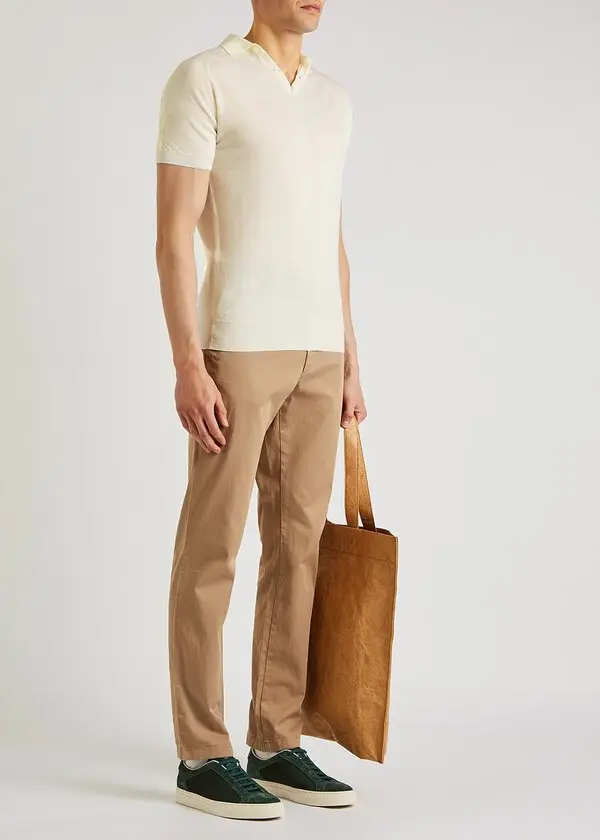 John Smedley Payton Off-white Merino Wool Polo Shirt