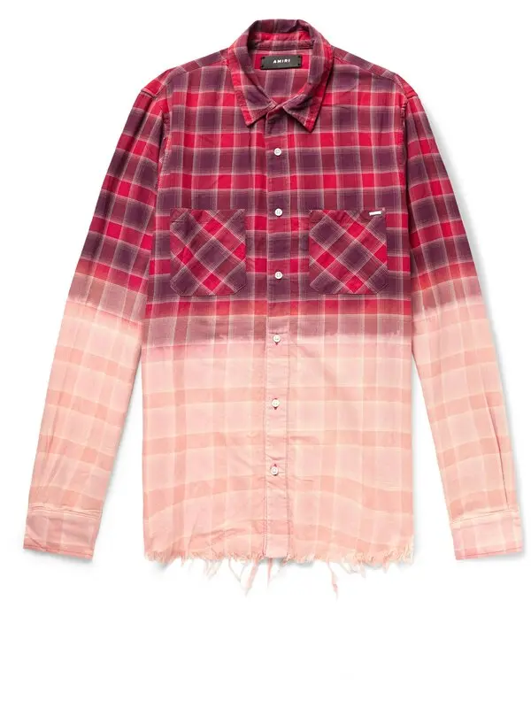 Amiri Distressed DéGradé Bleached Checked Cotton-Flannel Shirt In