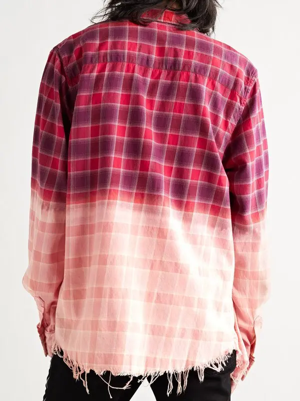 Amiri Distressed DéGradé Bleached Checked Cotton-Flannel Shirt In