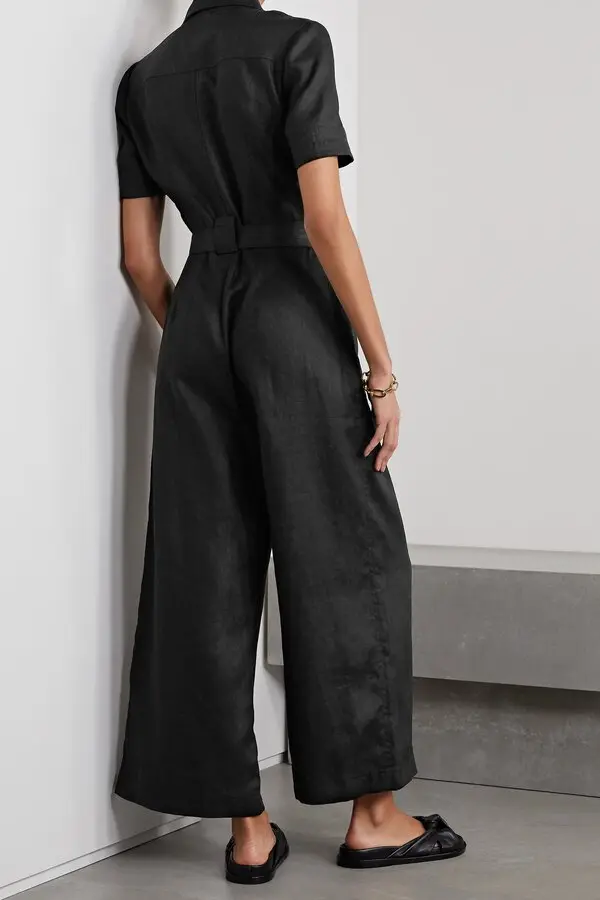 Zimmermann Poppy Belted Linen Jumpsuit