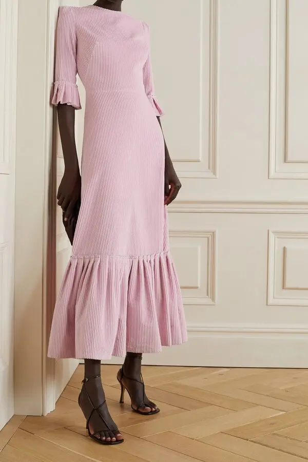 THE VAMPIRE'S WIFE Festival Ruffled Cotton-corduroy Midi Dress