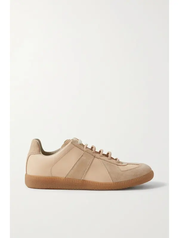 MAISON MARGIELA Replica Leather And Suede Sneakers - Neutrals