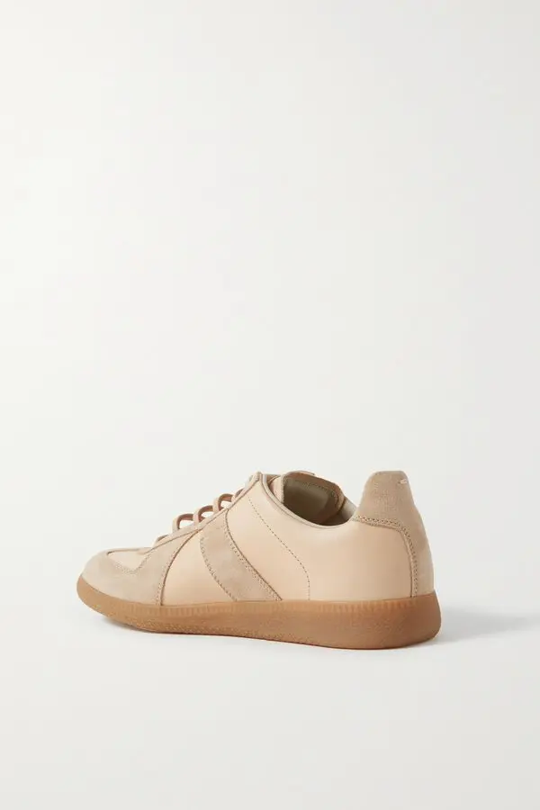 MAISON MARGIELA Replica Leather And Suede Sneakers - Neutrals