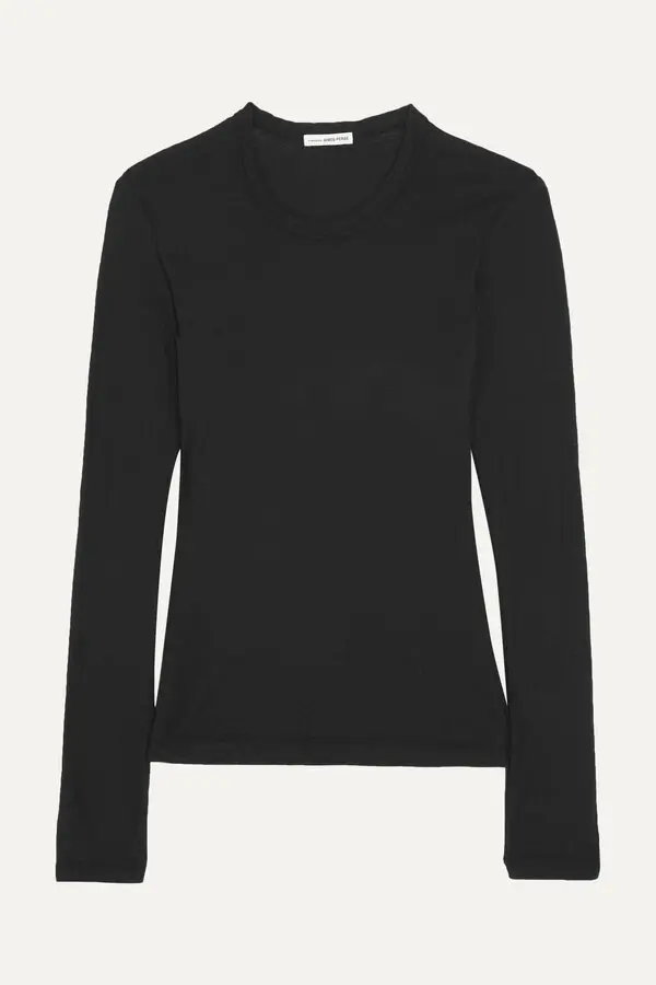 JAMES PERSE Slub Cotton-jersey Long-sleeve Top - Black