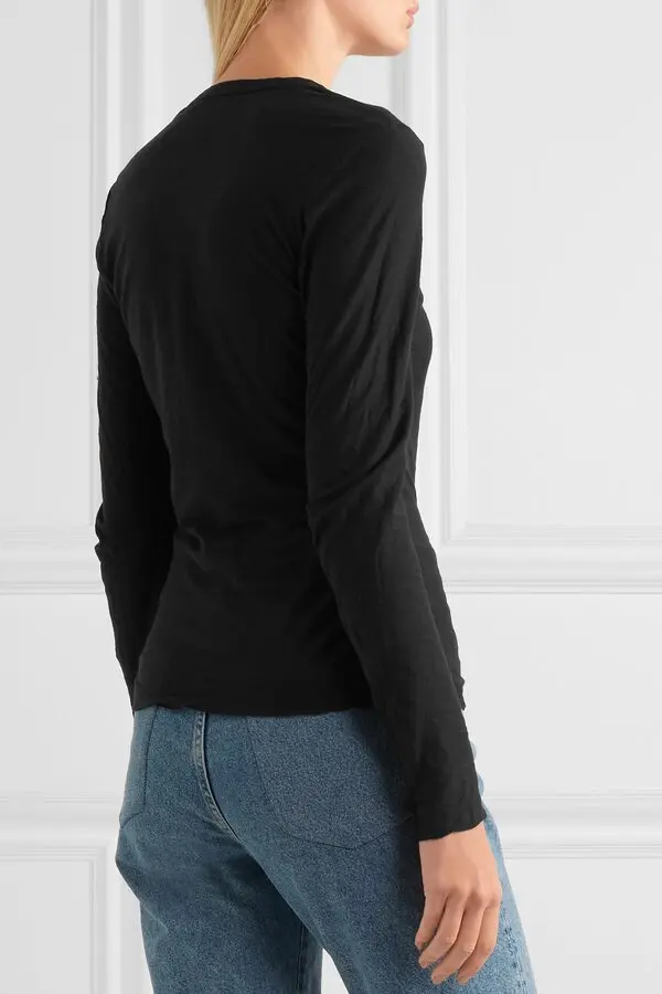 JAMES PERSE Slub Cotton-jersey Long-sleeve Top - Black