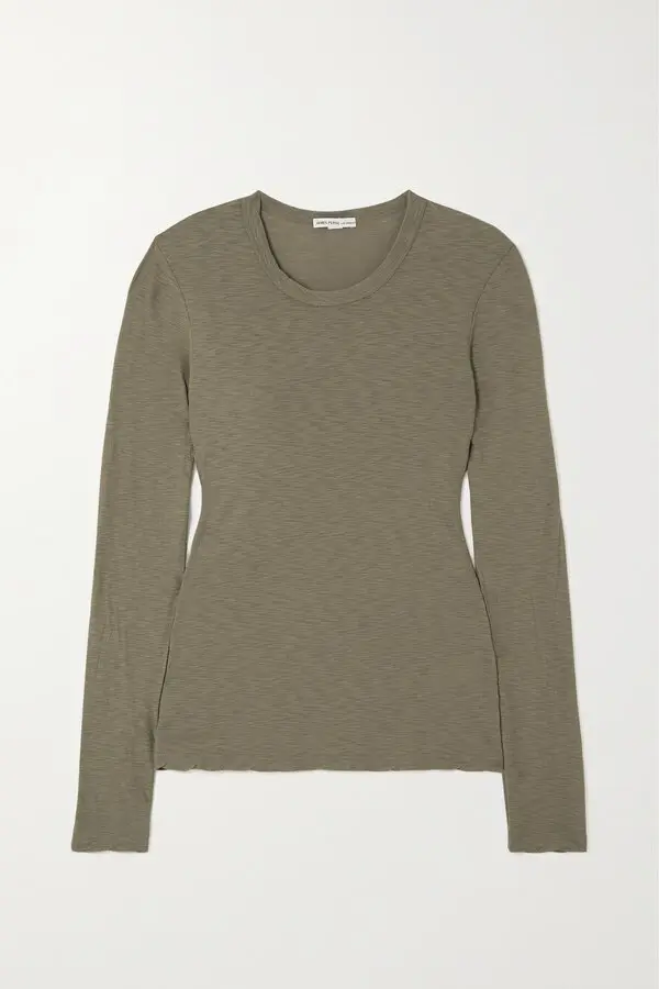 JAMES PERSE Slub Cotton-jersey Long-sleeve Top - Green