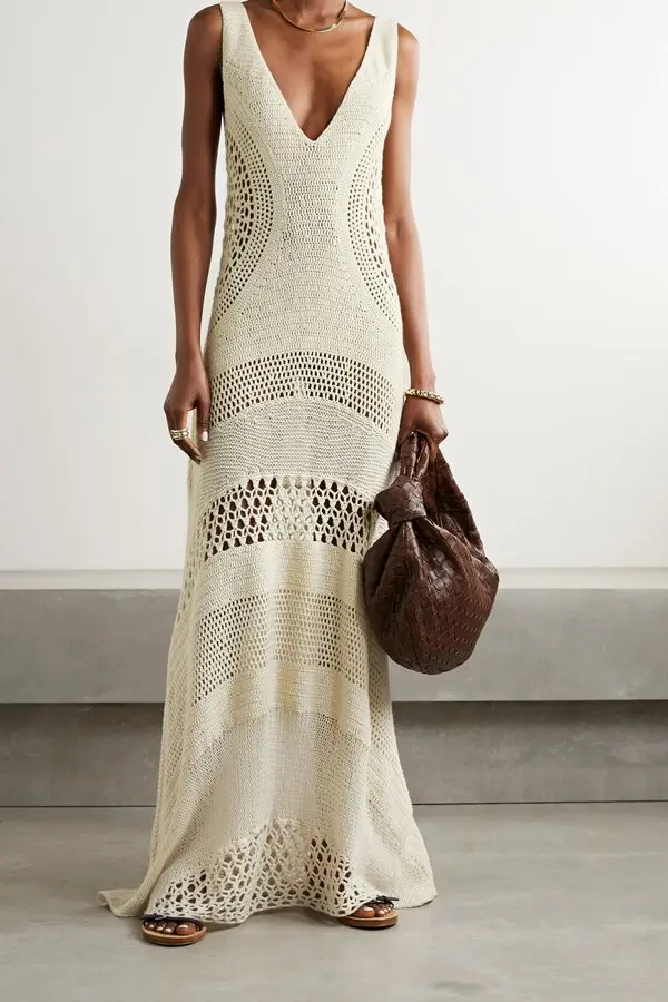 Gabriela Hearst Ocon Crocheted Cashmere Maxi Dress In Ivory - 60% Off |  Editorialist