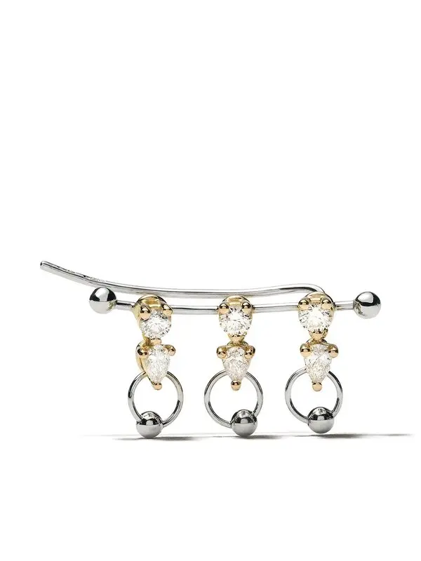 Delfina Delettrez 18kt White And Yellow Two In One Diamond Earring - Gold