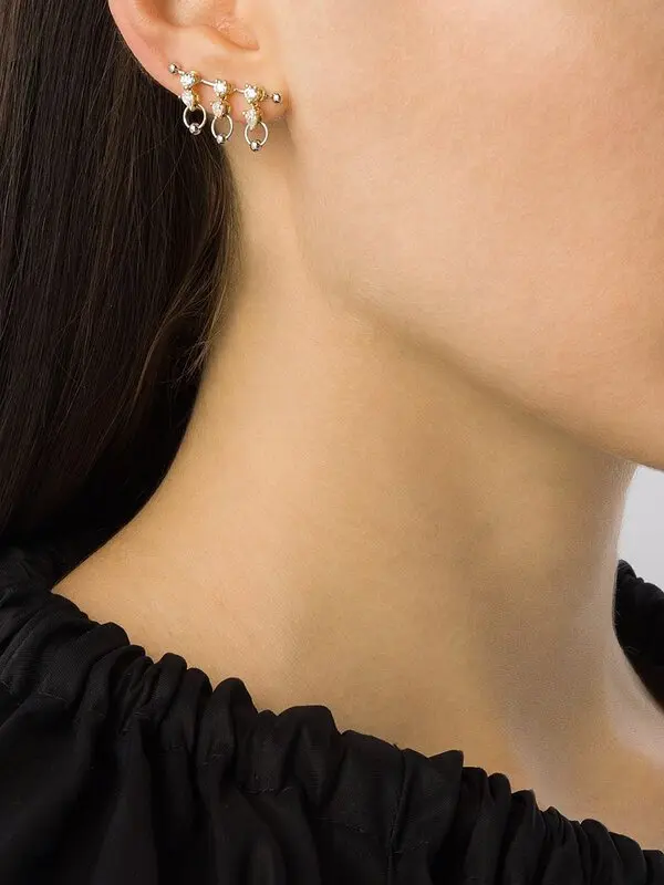 Delfina Delettrez 18kt White And Yellow Two In One Diamond Earring - Gold