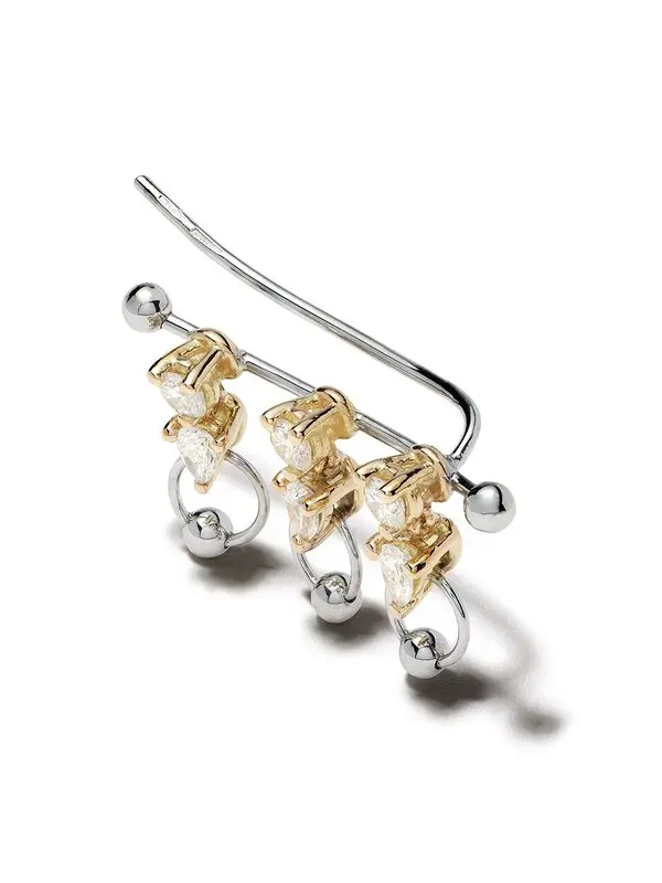 Delfina Delettrez 18kt White And Yellow Two In One Diamond Earring - Gold