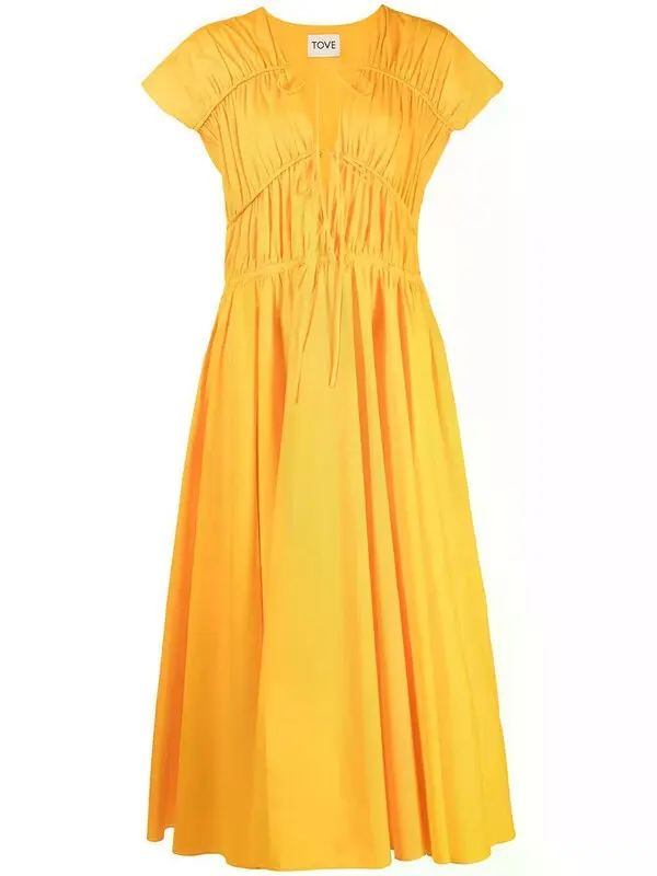 Tove Ceres Flared Midi Dress - Yellow
