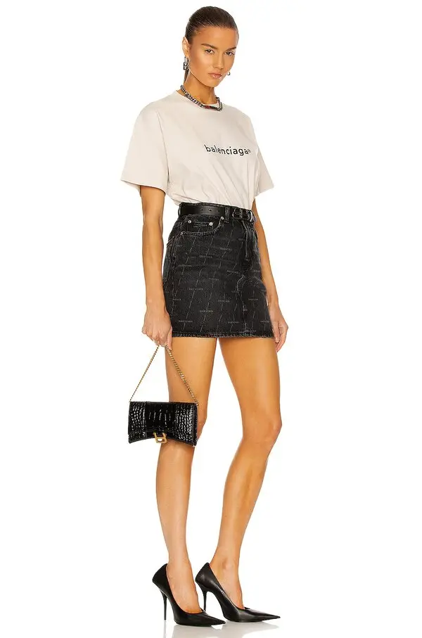 Balenciaga Hourglass Wallet On Chain Bag - Black