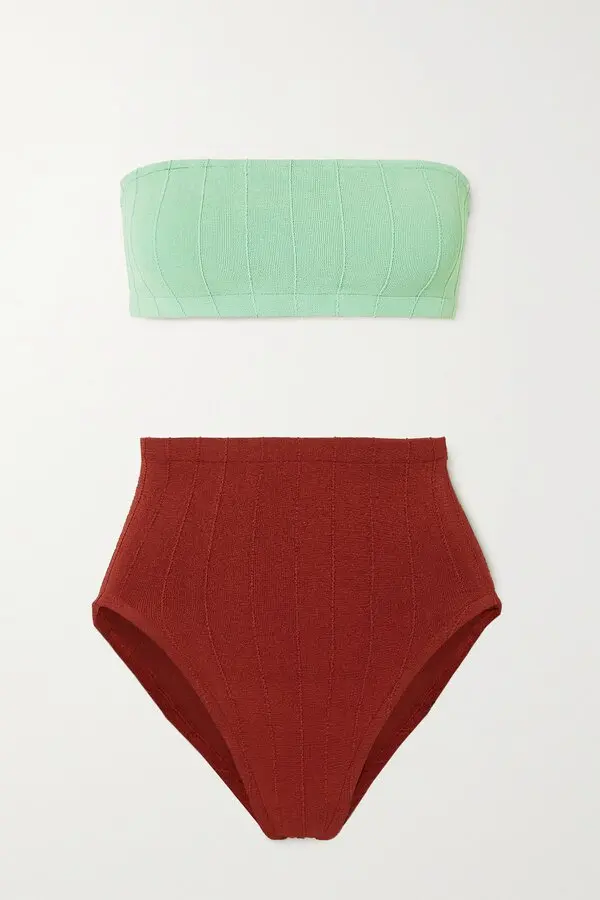 Hunza G Net Sustain Duo Edie Nile Two-tone Ribbed Bikini