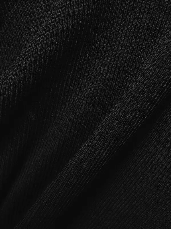 Saint Laurent Ribbed Silk Turtleneck Top - Black