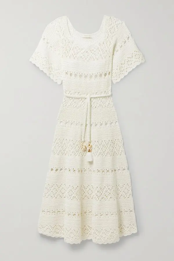 white christmas dresses Zimmermann // Ivory Jude Crochet Trim Midi Dress – VSP Consignment main image 1