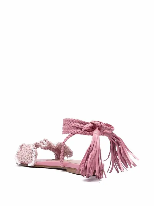 Red Valentino Tassel-trim Straw Sandals - Pink