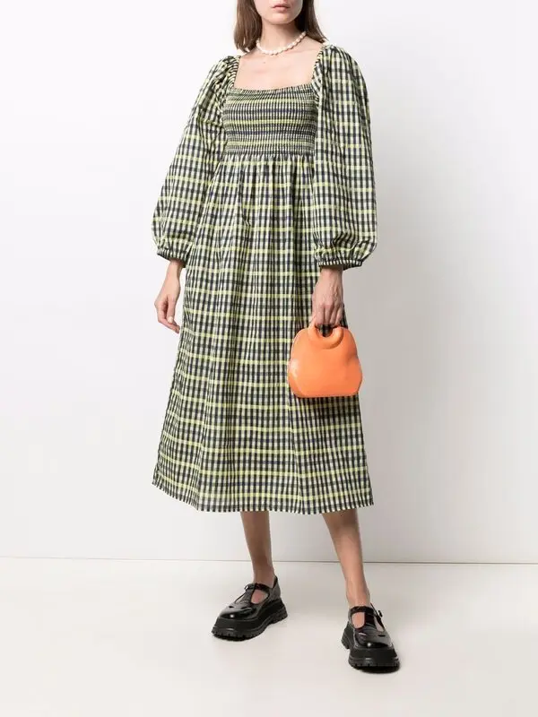 Baum Und Pferdgarten Aquina Checked Midi Dress - Yellow