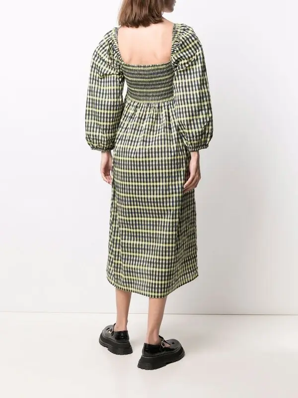 Baum Und Pferdgarten Aquina Checked Midi Dress - Yellow