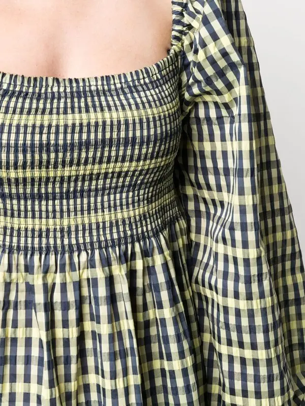Baum Und Pferdgarten Aquina Checked Midi Dress - Yellow