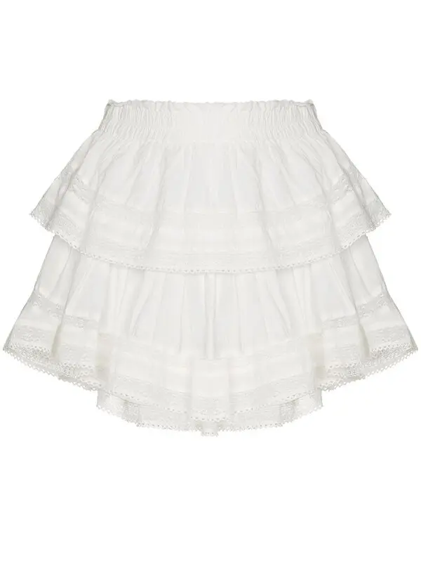 LoveShackFancy Lace-trimmed Cotton Miniskirt