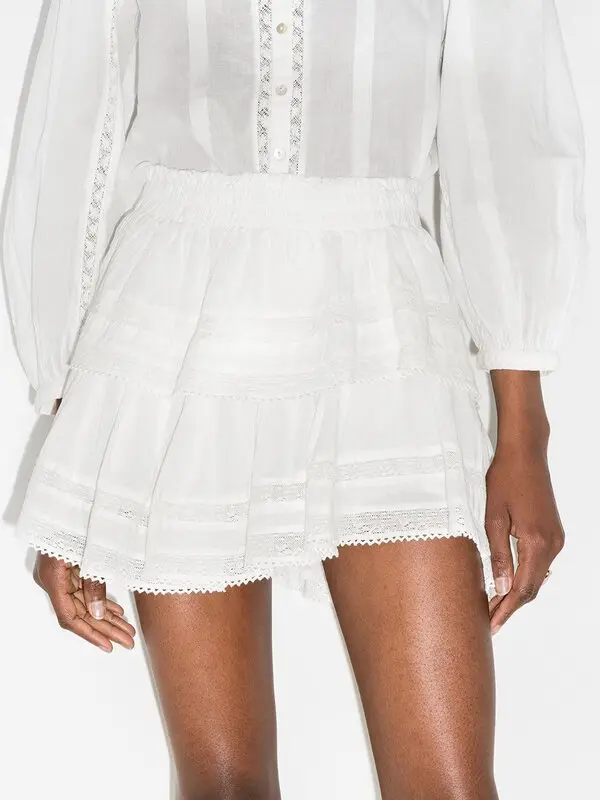 LoveShackFancy Lace-trimmed Cotton Miniskirt