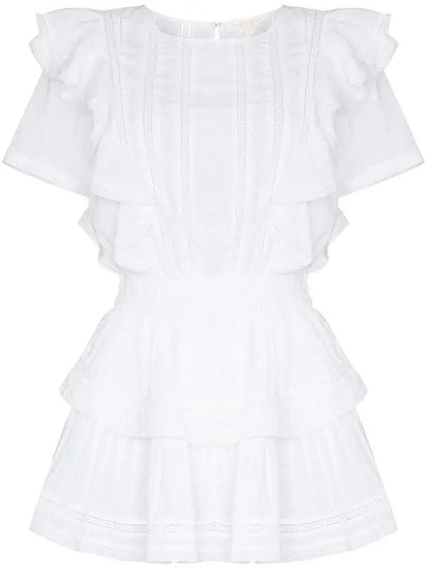 LoveShackFancy Natasha Ruffle-trim Minidress - White