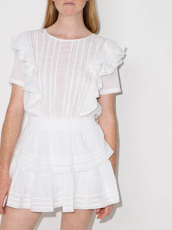 LoveShackFancy Natasha Ruffle-trim Minidress - White