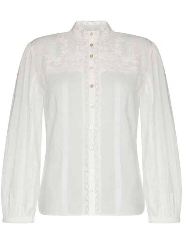 LoveShackFancy Ronda Floral-embroidery Blouse