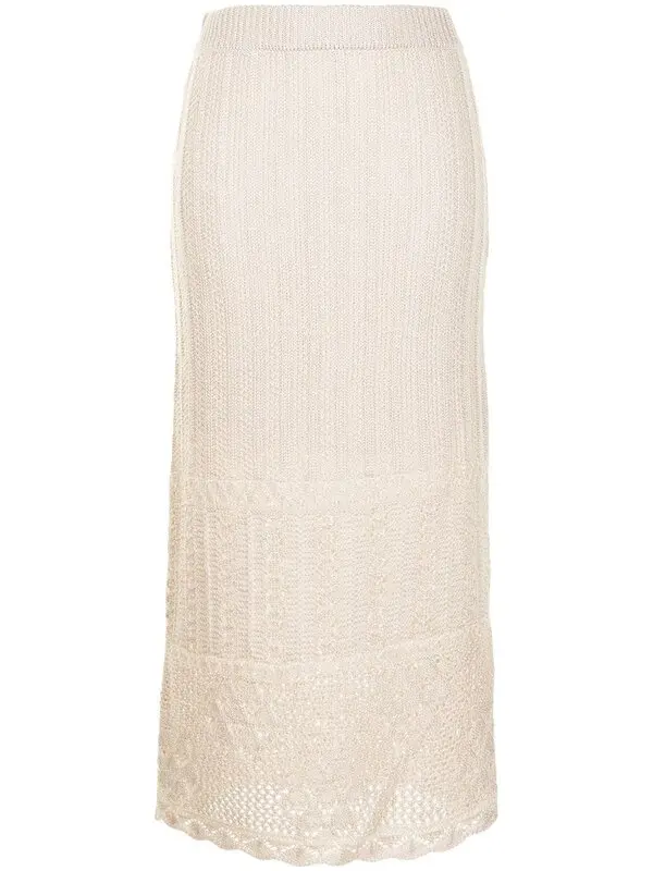 Buy MAME KUROGOUCHI Floral Watermark Knit Skirt - Neutrals At 49