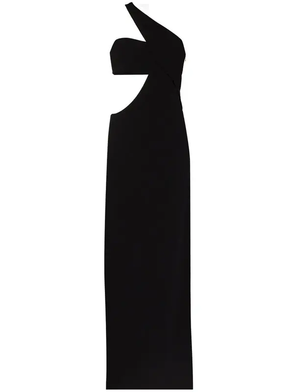 white christmas dresses Black Bandage One-Shoulder Cut-Out Midi Dress – trinarosh